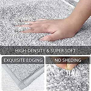 EARTHALL Grey Bathroom Rug Mat, 17"x24", White and Gray, Extra Soft Absorbent Premium Bath Rug, Non-Slip Comfortable Bath Mat, Machine Wash Dry, Carpet for Tub, Shower, Bath Room
