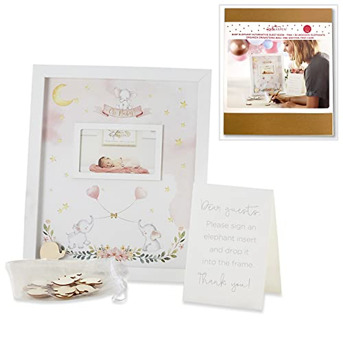 Kate Aspen Elephant Baby Shower Little Peanut, One Size, Pink Guest Book Alternative