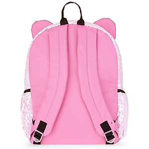 2 Way Sequin Kitty Cat Backpack for Girls Teens ~ Premium 16 Kitten School Bag with Reversible Sequins and 3D Cat Ears (Kitty School Supplies Bundle)