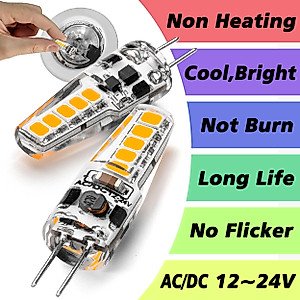 Heifymi G4 LED Bulb Warm White 2700K 3W Equivalent to 20W Halogen Bulb AC/DC 12-24V T3 JC Bi-Pin Base Replacement for Outdoor Landscape Bulbs Path Paver Deck Stair Step Lights,5 Pack