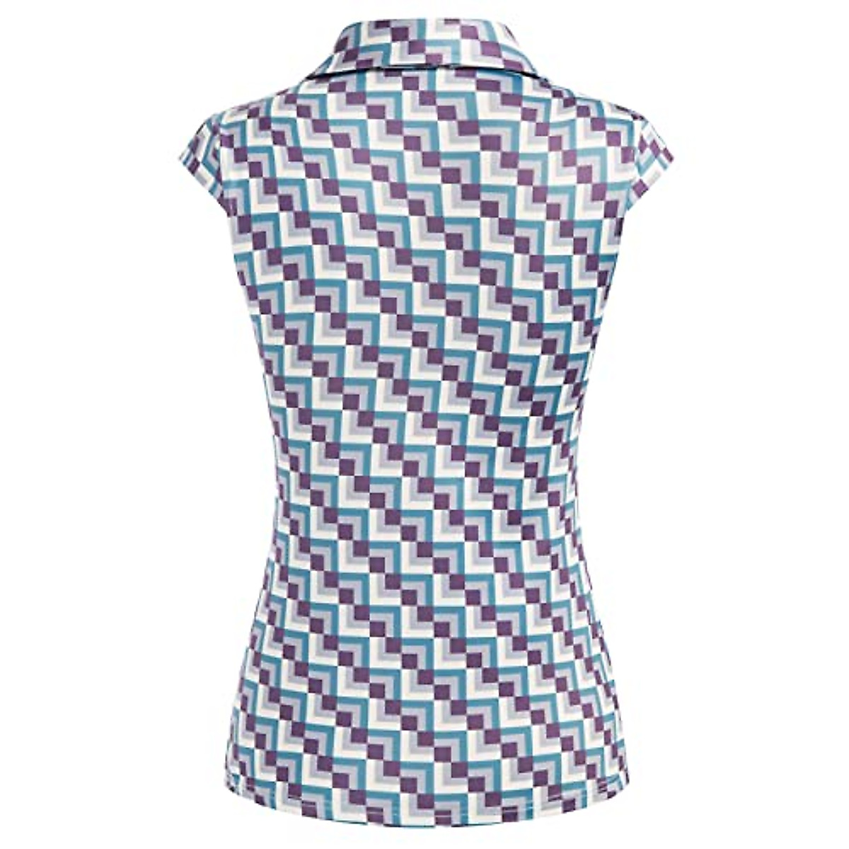 Golf Polo Shirts for Women Sleeveless Sports Athletic Workwear Quick Dry Print Tank Tops(S, Purple Plaid)