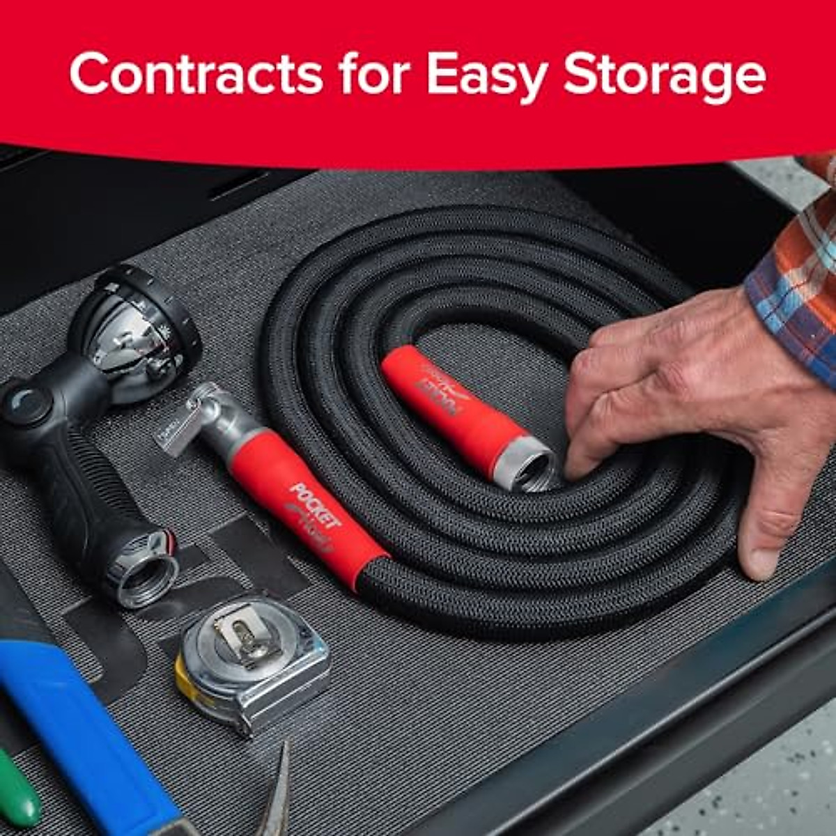 Pocket Hose Silver Bullet 2.0 Expandable Garden Hose 75-FT with Turbo Shot Nozzle, AS-SEEN-ON-TV, Lead-Free, Solid Aluminum Connectors, Easy On/Off Valve, Kink-Free, Leak-Proof