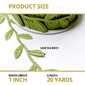 Killer's Instinct Outdoors Leaf Ribbon 20 Yard Fabric Ribbons Roll Green Leaf Ribbon 1" Width Artificial Olive Leaf Trim Ribbon or Gift Wrapping Craft DIY