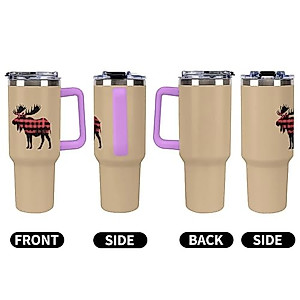 Plaid Moose Lumberjack Red Black 40 Oz Car Cup Stainless Steel Travel Mug Leak-Proof Insulated Tumbler with Handle Violet-style