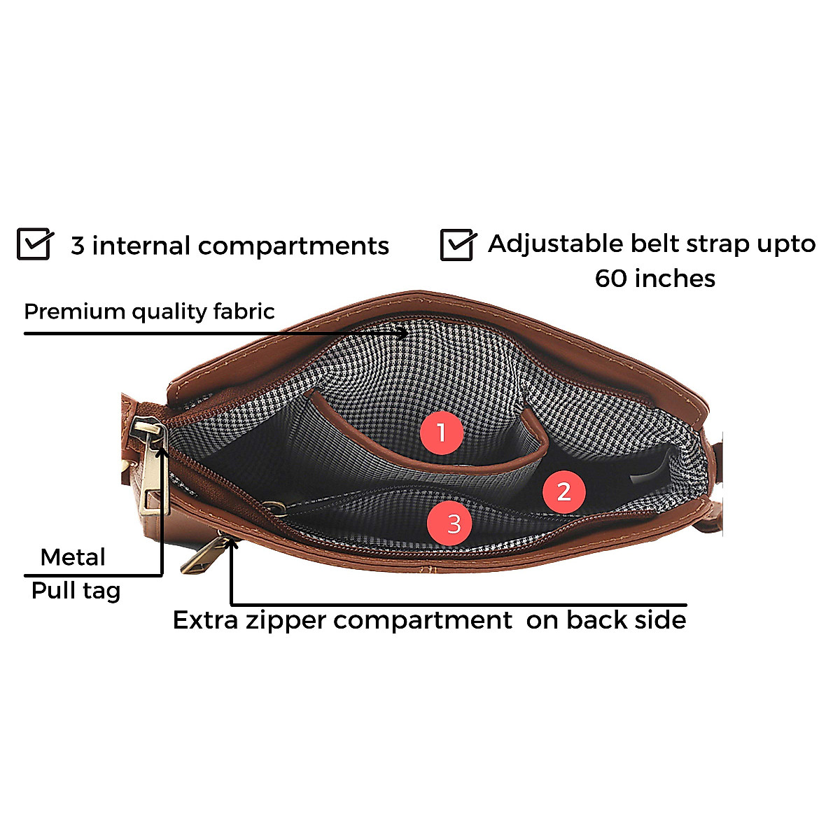 Texan Bull Leather Crossbody Bags For Women- Small Crossover Crossbody Bag With Shoulder Sling Adjustable Strap Womens Purses Purses And Handbags (Tan)