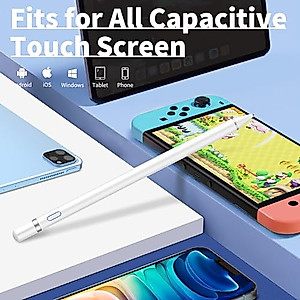 Stylus Pens for Touch Screens, Universal Fine Point iPad Pencil with Magnetic Cap for iPad, iPhone, Android, Tablet and Other Capacitive Touch Screen, Stylus Pen for iPad in Writing (White)