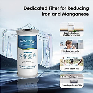 Waterdrop Whole House Water Filter, Iron Filter, Sediment Filter for Well Water, Reduce Manganese, Replacement for Ispring, GE, Waterdrop, Any 10" x 4.5" Whole House Water Filters System, 5 Micron