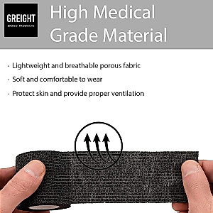 Self Adhesive Bandage Wrap 2 Inch x 5 Yards - Breathable Athletic Cohesive Bandage for Sports Injury, Ankle, Knee and Wrist Sprains (Pack of 6, Black)