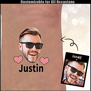 Custom The Groom Face Temporary Tattoos Adult, Personalized Fake Tattoos for Funny Bachelorette Party, Temporary Tattoos for Women,15 tattoos in One Paper