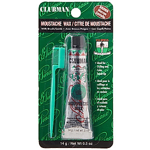 Clubman Pinaud Moustache Wax with Comb Applicator, For Styling & Color Enhancement, Brown, 0.5 Oz (Pack of 3)