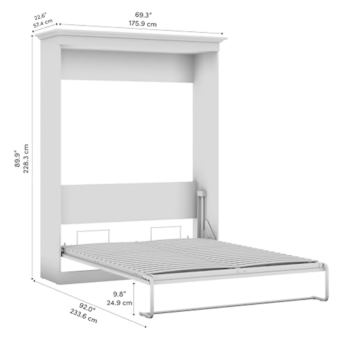 Bestar Versatile 65W Queen Murphy Bed in White, Sleeping Arrangement for Multipurpose Area, Bedroom, Guest Room, or Living Room