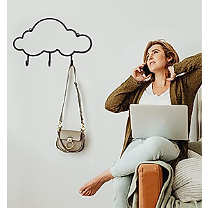 ARTLUO Backpack Hooks for Wall, Coat Hooks Wall Mount Cloud-Shaped Set of 2, Bag Hooks, Towel Hooks, Key Hooks, for Entry Foyer, Living Room, Bedroom, Bathroom，Black