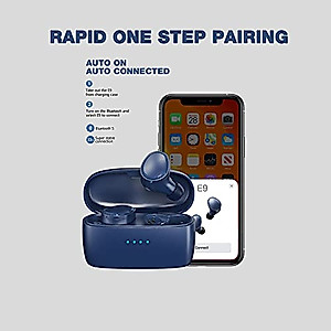 KOSETON E9 True Wireless Earbuds, Royal Blue – Wireless in-Ear Headphones for Running and Sport – Bluetooth Earbuds with a Comfortable, Secure Fit, 30 Hour Battery, Great Sound