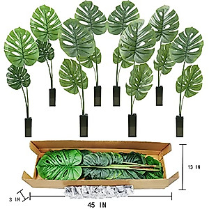 REGIS Artificial Monstera Deliciosa Plant, 4ft Tall Fake Tropical Palm Tree ，8 Pcs Different Turtle Leaves, (2 Pack)