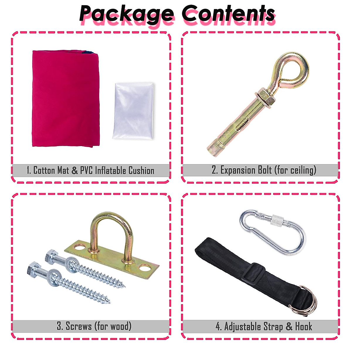 Kids Pod Swing Hanging Seat Child Hammock Chair Indoor and Outdoor Sensory Swing 100% Cotton Loading Capacity 170 lbs (Pink)