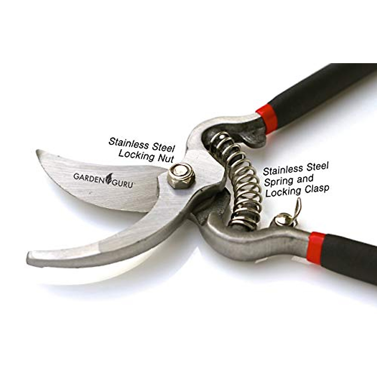 Garden Guru Indestructible All Steel Pruning Shears Scissors Clippers - Professional Bypass Hand Pruner - High Performance Forged Steel - Comfort Grip Handles - Perfect for Gardening Trimming Pruning