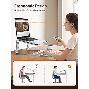 VICSEED 𝗨𝗽𝗴𝗿𝗮𝗱𝗲 [Large Laptops Friendly] Laptop Stand, Ergonomic Notebook Stand, Aluminum Adjustable Laptop Stand for Desk for MacBook Air/Pro, Acer, Dell, HP, Lenovo All 10-18 inch Laptops