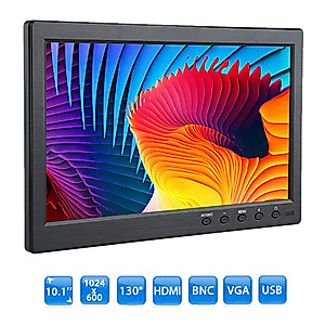 CAIRUTE Portable 10.1 inch Security Monitor 1024x600 HDMI Mini TV Screen with Built-in Dual Speakers HDMI VGA BNC USB Input for PC Gaming CCTV Surveillance