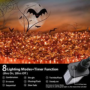 Flacchi Orange Net Lights 7 ft x 5 ft 200 LED 8 Modes Low Voltage Mesh Tree Lights Connectable Green Wire String Lights for Christmas Trees, Bushes, Garden, Halloween Outdoor Decorations