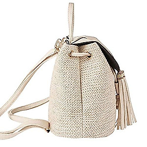 Fashion Women Girls Mini Travel Backpack Woven Straw Backpack Straw Crossbody Shoulder Bag (Large Size + Yellow)