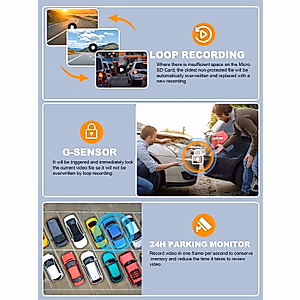 PRUVEEO Dash Cam, 4 Channel Camera FHD 1080Px4, Front Left Right and Rear, Front and Rear Inside, Built-in GPS WiFi, Polarizing Lens CPL Filter, Free 128GB Card, Double CPL