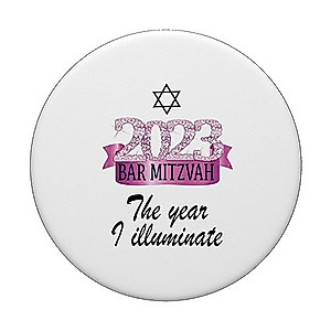 2023 Bar Mitzvah Quote Festive White Pink Decor PopSockets Standard PopGrip
