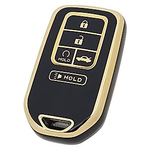 Horande SoftTPU Protector Key Fob Cover Case fit for Honda Accord Civic CR-V CRV Pilot EX EX-L Touring Premium 2019 Insight Keyless Entry Key Fob (Black)