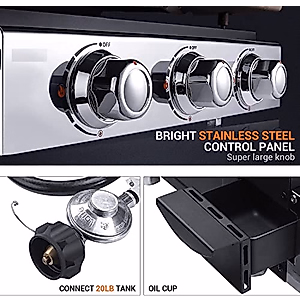 Portable Propane Gas Grill 23 in,Tabletop Griddle with 3 Burners, Stainless Steel Ideal for Outdoor Cooking, Camping, Tailgating or Picnicking Generic-111