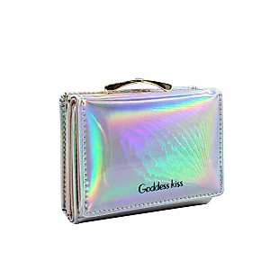 Eilova Orityle Fashion Women Trifold Wallet Shiny Holographic Ladies Girls Purese Clutch Coin Pocket Card Holder Organizer