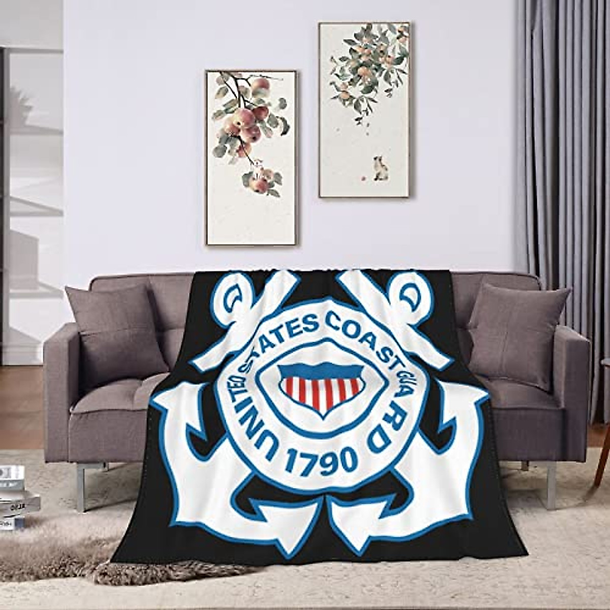 Us Coast Guard Logo Emblemultra-Soft Micro Fleece Blanket Cozy Warm Throw Blanket Suitable for All Living Roomscozy Plush Throw Blankets for Adults Or Kids