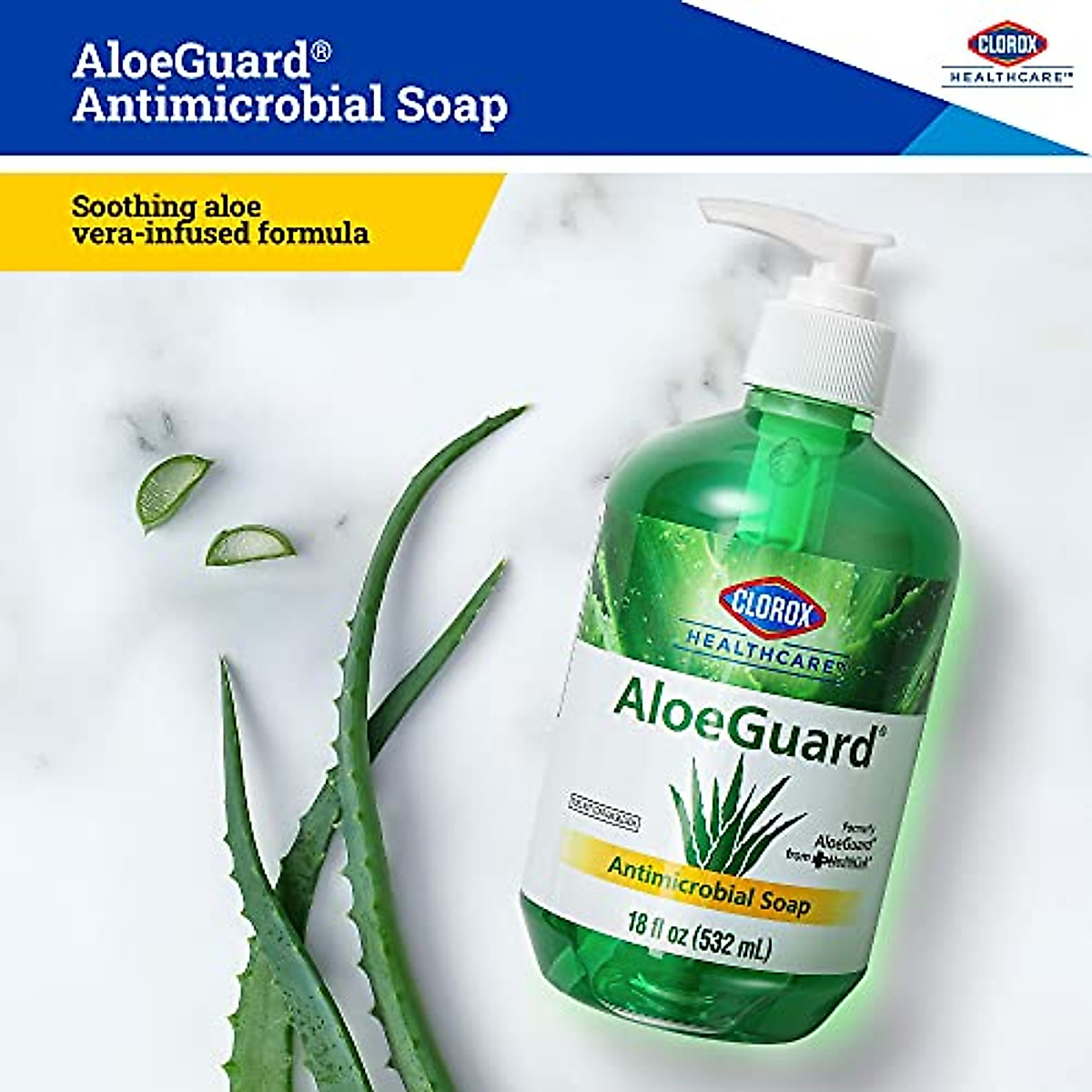 Clorox Healthcare AloeGuard Antimicrobial Soap 18 Ounce Antimicrobial Hand Soap from for Healthcare Professionals | Hand Soap for Everyday Use with Aloe Vera to Soothe & Moisturize Hands