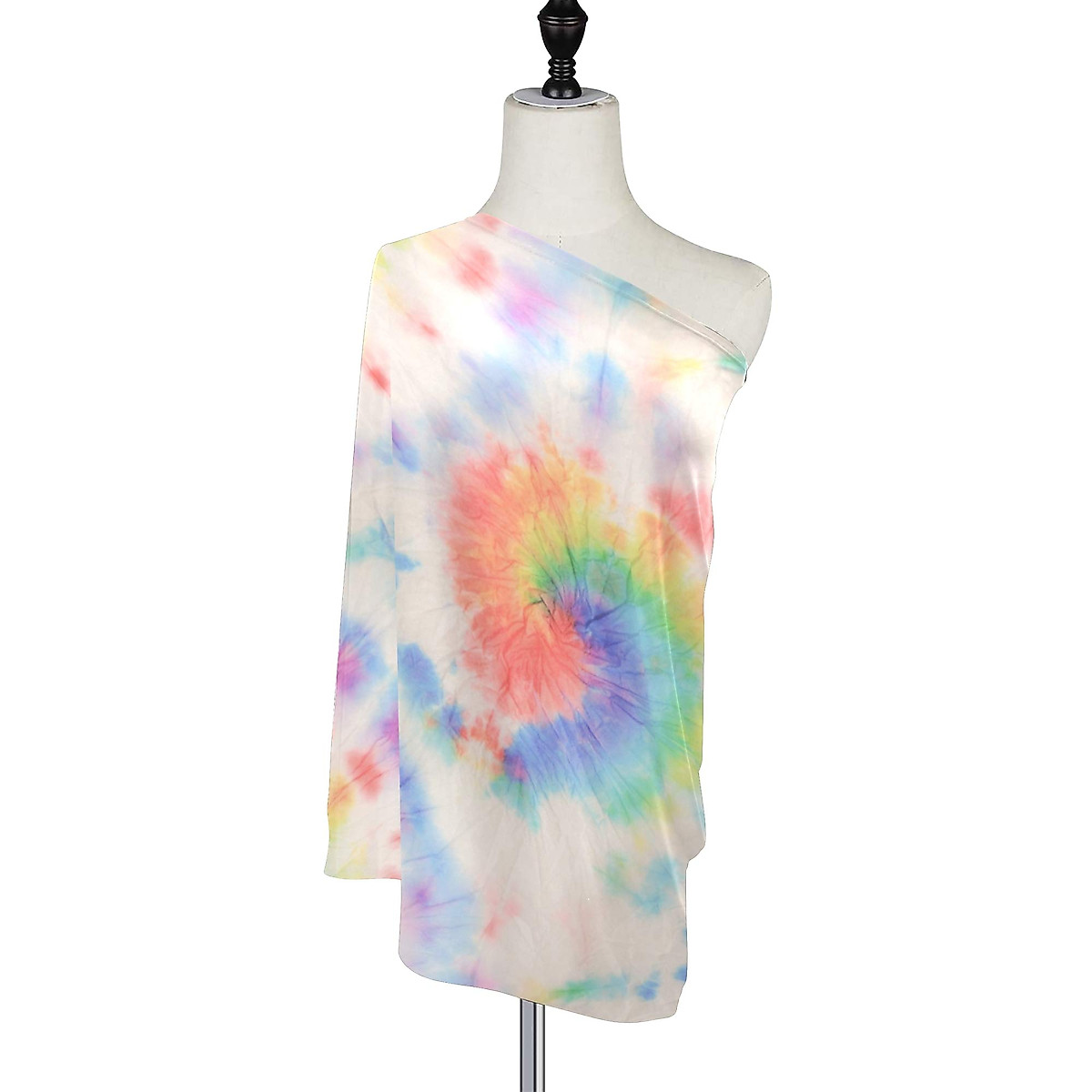 YYZZH Pastel Tie Dye Circle Pattern Rainbow Swirl Spiral Stripe Stretchy Baby Car Seat Cover Infant Canopy Nursing Covers Breastfeeding Cover Breathable Windproof Winter Scarf for Boys Girls