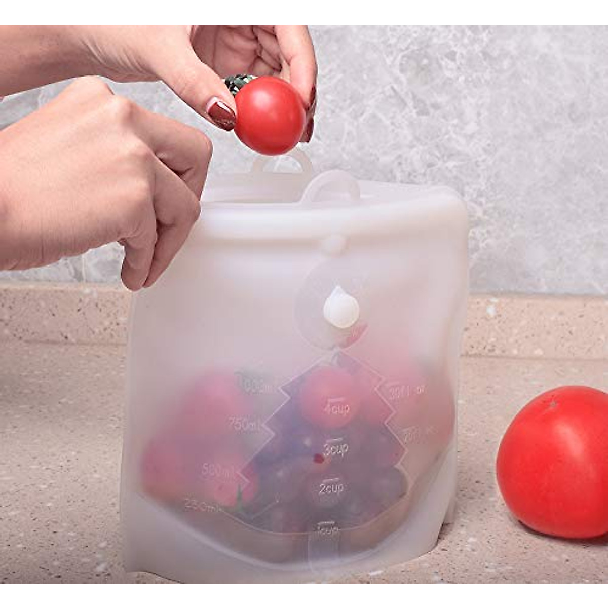 Reusable 100% Silicone Food Storage Bags, Freezer Storage Bags for Boil ，Heat and Microwave，3pack：50oz，33oz，17oz (transparent colour)