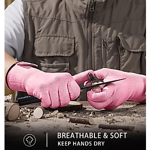 JDL Large Pink Cut Resistant Gloves with Touch Screen, Food Grade, ANSI A5, 3D Stretch Fit, Firm Grip, Suitable for Oyster Shucking, Meat Slicing, Kitchen Protection