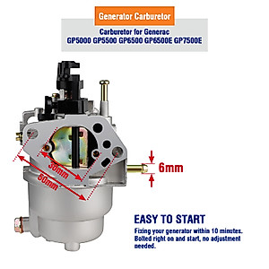 HUZTL Carburetor for Generac GP5000 GP5500 GP6500 0J58620157 5KW 5.5KW 6.5KW 389cc Generator 0G8442A111 Carb with Air Filter Tune Up Kit