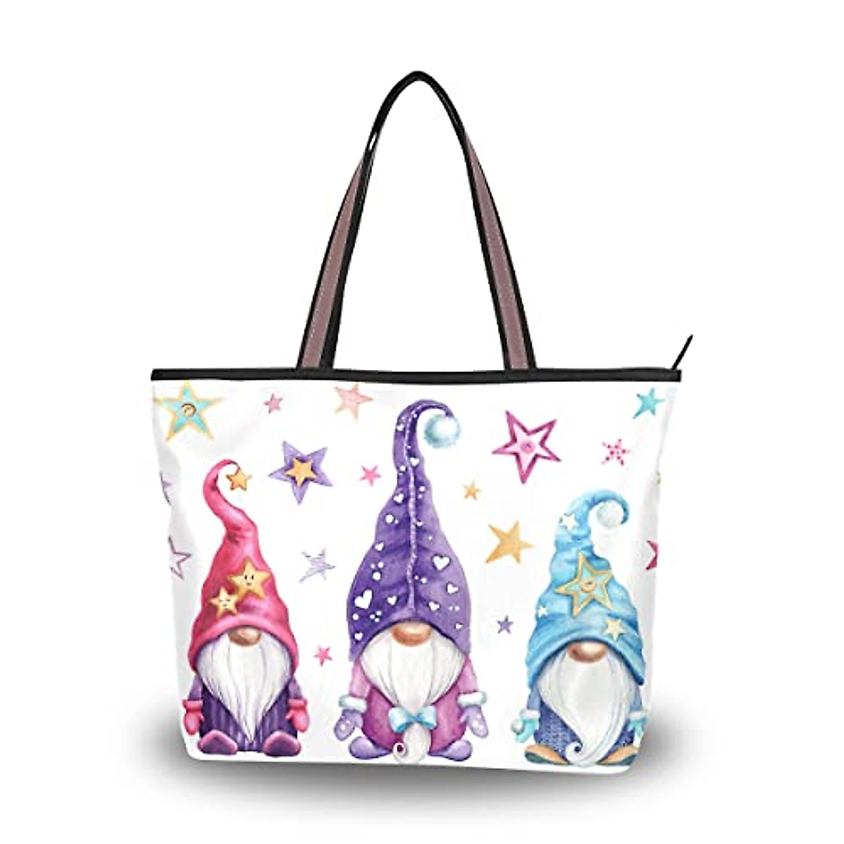 Magic Gnomes with Stars Handbags for Women Tote Bag Large Capacity Top Handle Shopper Shoulder Bag