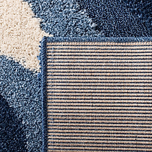 SAFAVIEH Florida Shag Collection Area Rug - 6' x 9', Dark Blue & Ivory, Abstract Design, Non-Shedding & Easy Care, 1.2-inch Thick Ideal for High Traffic Areas in Living Room, Bedroom (SG473-6511)