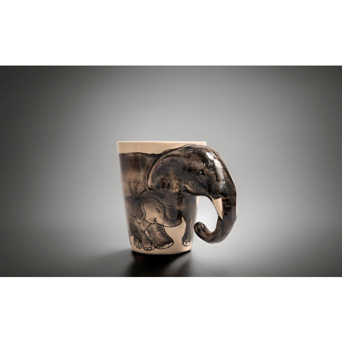 IYARA CRAFT 3D Elephant Coffee Mug 11oz - Handle is Sculpted Trunk, Cute Wildlife Design, Quality Ceramic, Microwave & Dishwasher Safe, Ideal for Tea & Hot Chocolate, 4.5" x 5"