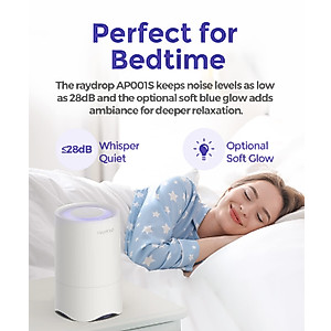 raydrop Small Air Purifier for Home Bedroom, Personal Desk Mini Air Purifier, Room Hepa Air Purifier Fresheners Cleaner for Pets, Smoke, Desktop, Office (White)