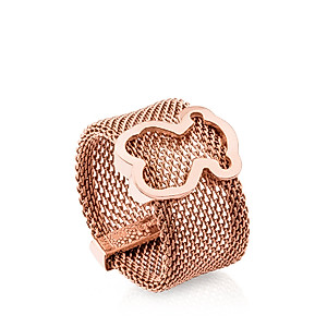 TOUS Icon Mesh 925 Rose Vermeil and IP Steel Ring