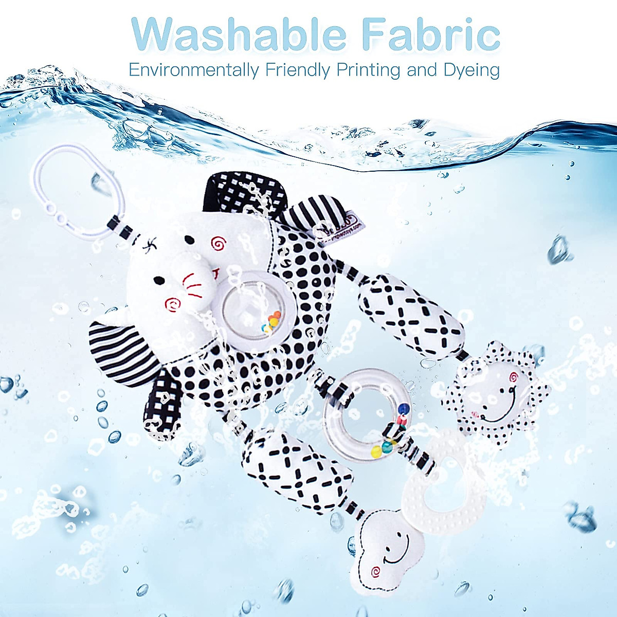 AUYYOSK Black and White High Contrast Baby Toys,Car Seat Toys for Newborn,Hanging Baby Toys, Stroller Toy for 0 3 6 12 Months,Infant Rattle Toys