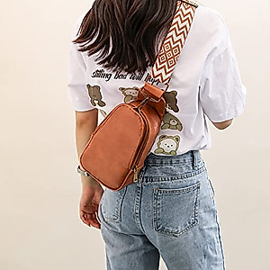 Women Chest Bag Sling Bag Guitar Strap Small Crossbody PU Leather Satchel Daypack Multipurpose Chest Bag For Traveling