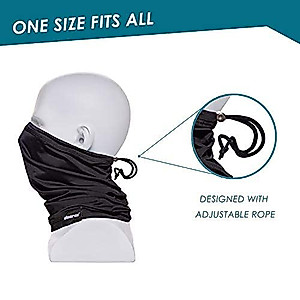 Neck Gaiter Face Mask Washable, Cloth Face Masks Bandana Balaclava Cover Shield (A-Solid-Black-2, 2)