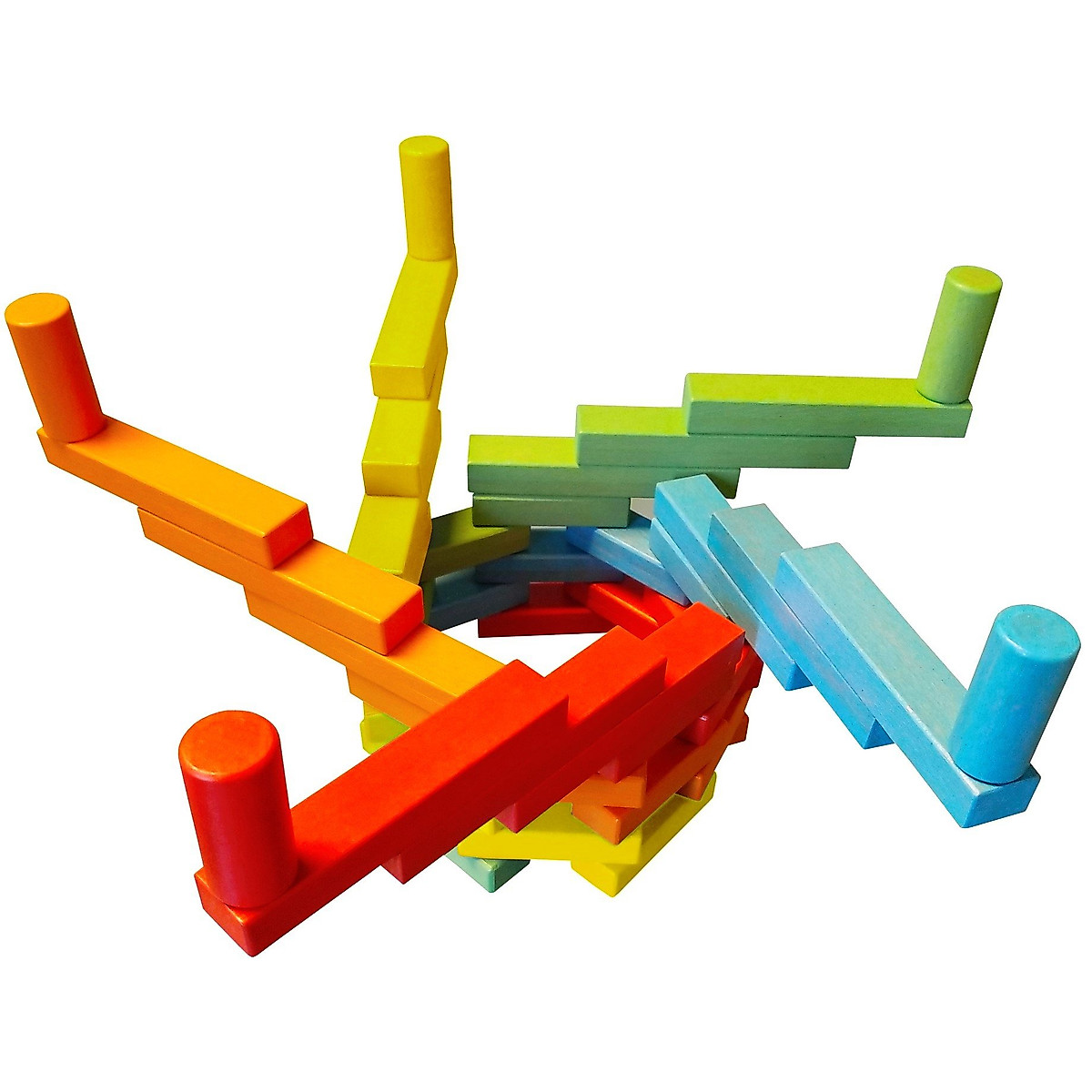 Wooden Bricks 45 Magnetic Building Blocks, Magnetic Building Set consisting of 25 Colorful Wooden Bricks with 2 Magnets, 15 Colorful Wooden Bricks with 3 Magnets, 5 Colorful Wooden risers