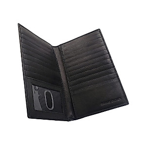 ag wallets Genuine Leather Mens Long ID 19 Credit Card Security Wallet Black (RFID_Black)