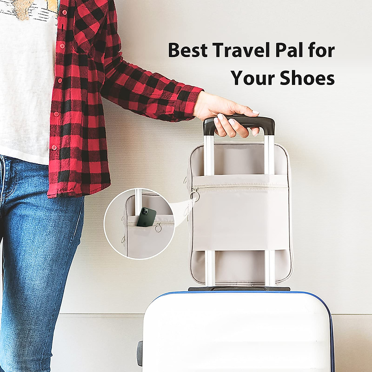 Travel Shoe Bag Holds 3 Pair of Shoes, Hezelf Shoe Storage Pouch for Travel and Daily Use, Travel Suitcase Shoe Organizer, Waterproof