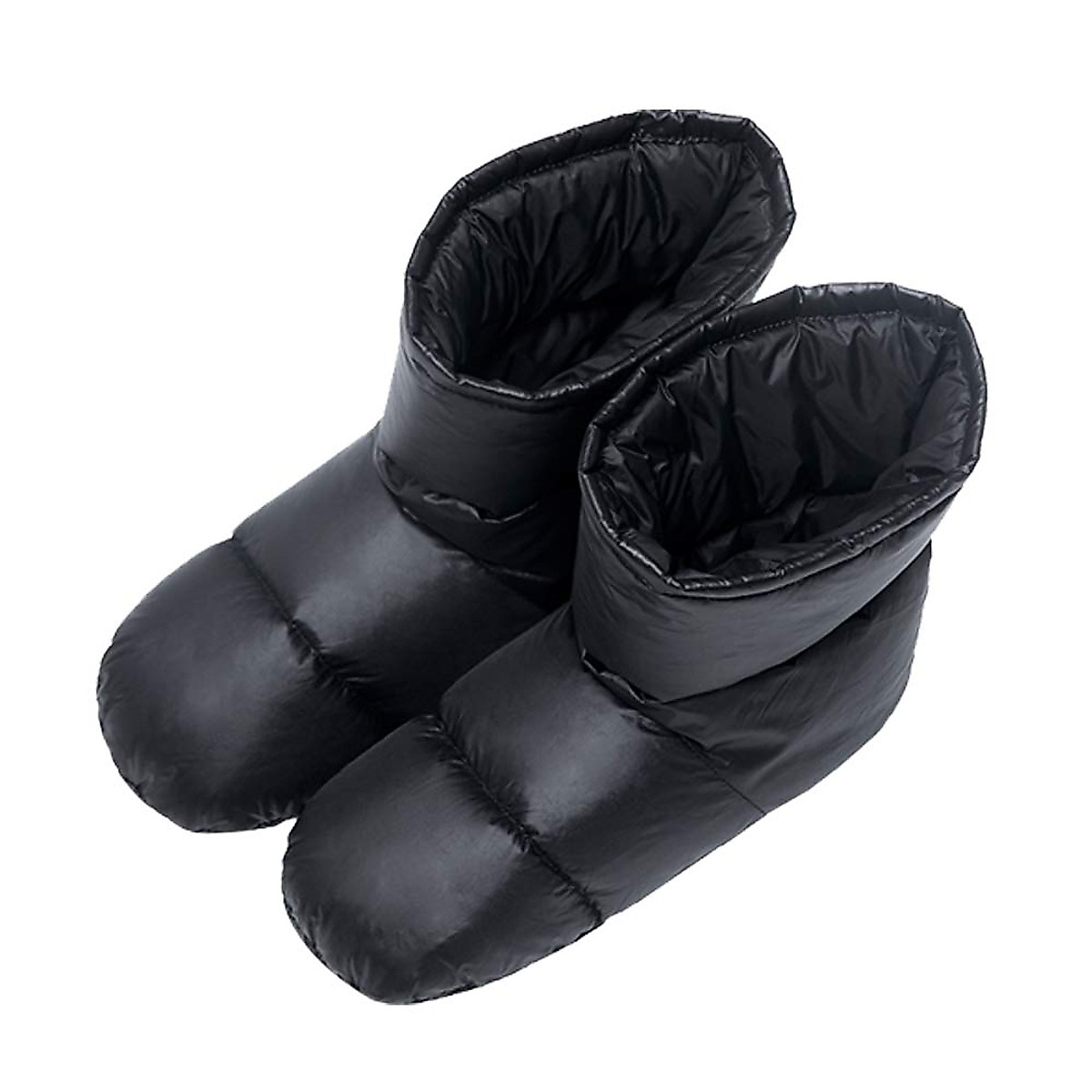Tapasimme Down Booties Men Women Backpacking Down Slippers (Black, Large)