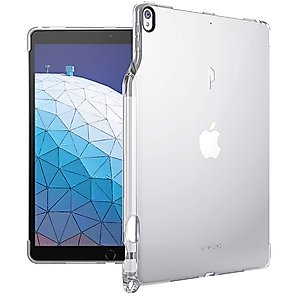 Poetic Lumos Case Designed for iPad Air 3 (10.5 Inch, 2019), iPad Pro 10.5, Flexible Soft Transparent TPU Clear Back Cover with Pencil Holder,Compatible with Smart Keyboard and Smart Cover, Clear