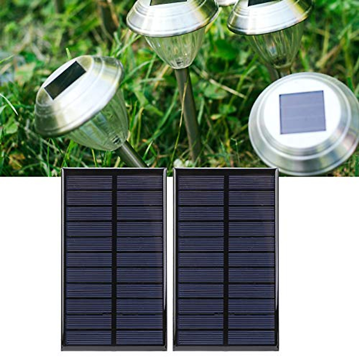 2Pcs Mini Solar Panel Cell Power Charger Module, Cell Board Module 100CM Red and Black Line 5.5V 1.6W