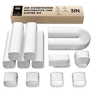 WEETALL 9 Ft Cover for AC Lines with Flexible Duct, Decorative Upgrade PP 3 Inch Line Set Cover for Ductless Mini Split Air Conditioner, Full Set Suitable for Heat Pumps Indoor & Outdoor